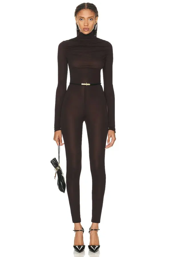Saint Laurent Turtleneck Jumpsuit - Chocolate