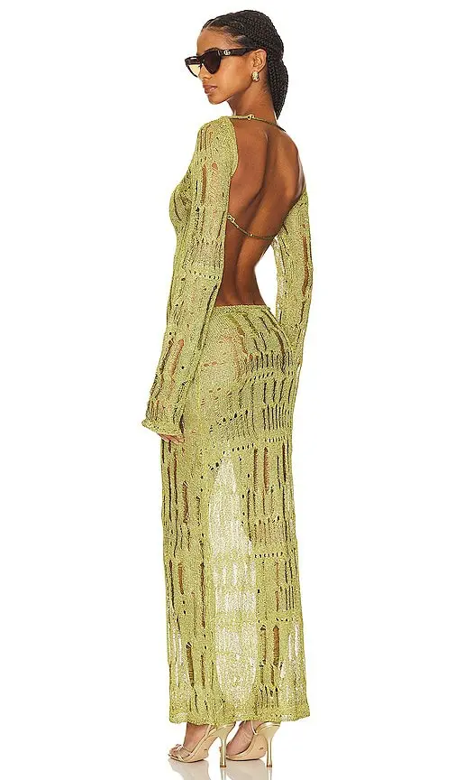 Jaded London Metallic Umbra Maxi Dress - Moss | Editorialist