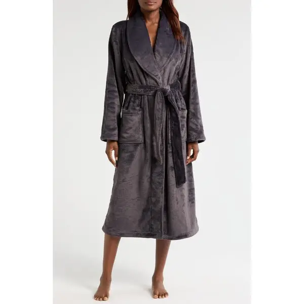 Nordstrom Shawl Collar Plush Longline Robe - Grey Stonehenge