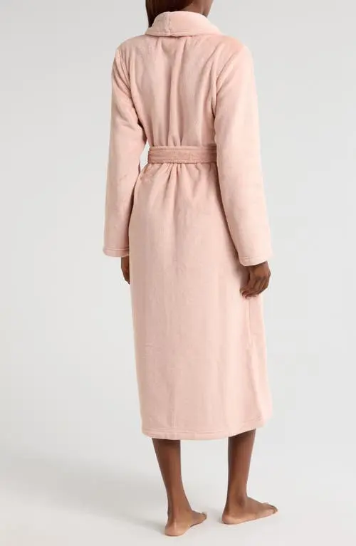Nordstrom Shawl Collar Plush Longline Robe - Pink Smoke