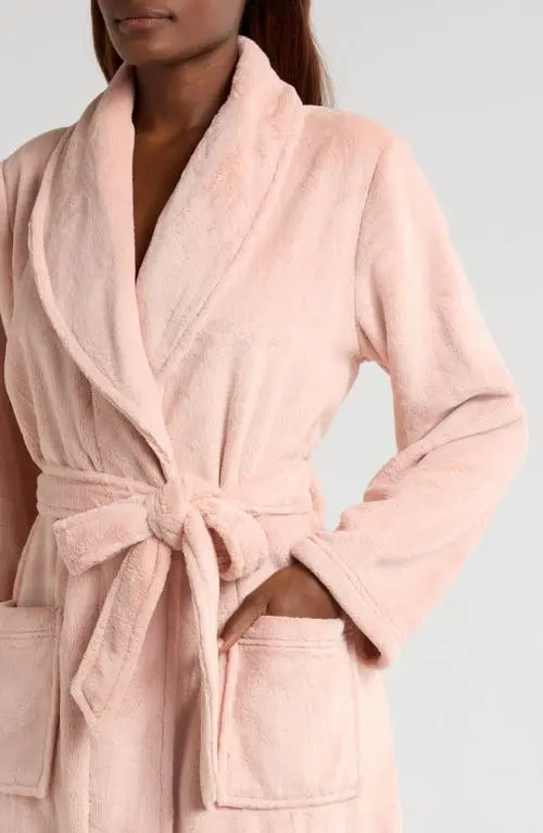 Nordstrom Shawl Collar Plush Longline Robe - Pink Smoke