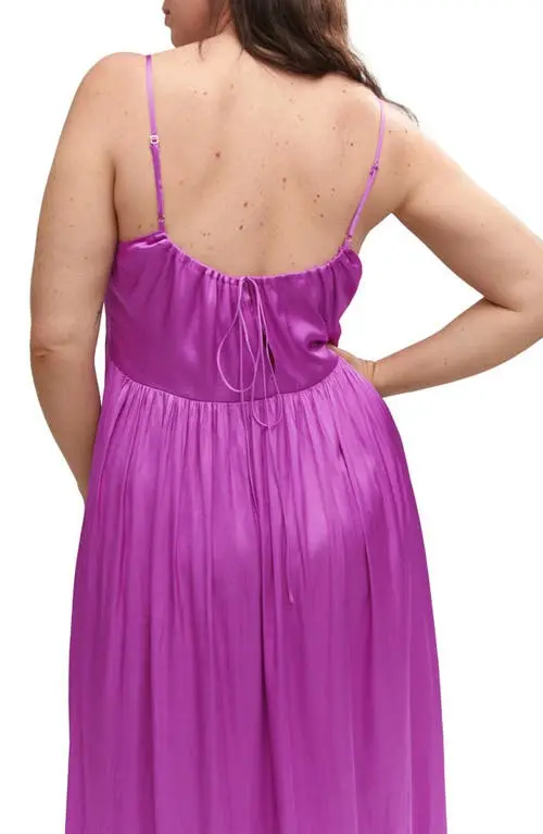 Mango Scoop Neck Satin Dress In Fuchsia - 60% Off | Editorialist