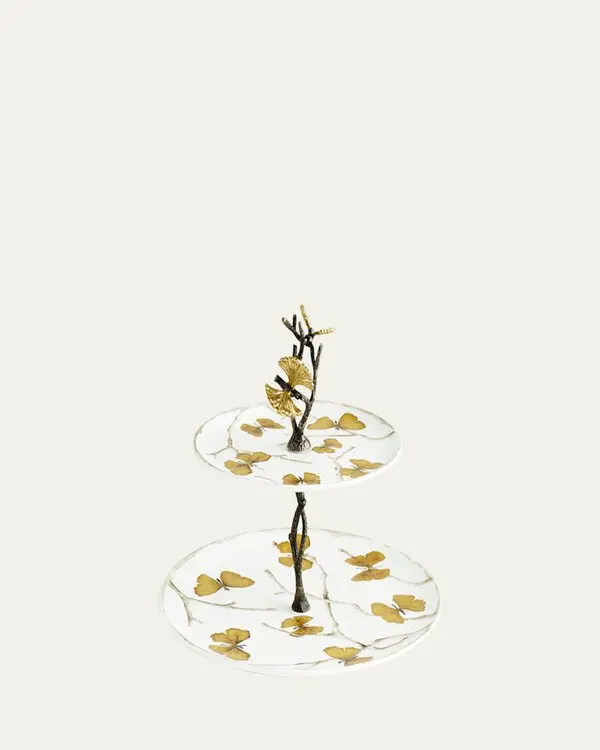 Michael Aram Butterfly Ginkgo 2-tier Porcelain Etagere
