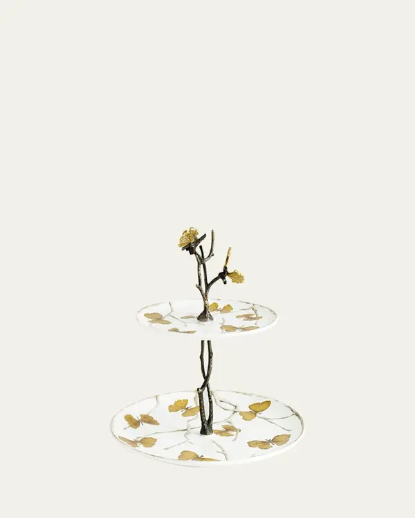Michael Aram Butterfly Ginkgo 2-tier Porcelain Etagere