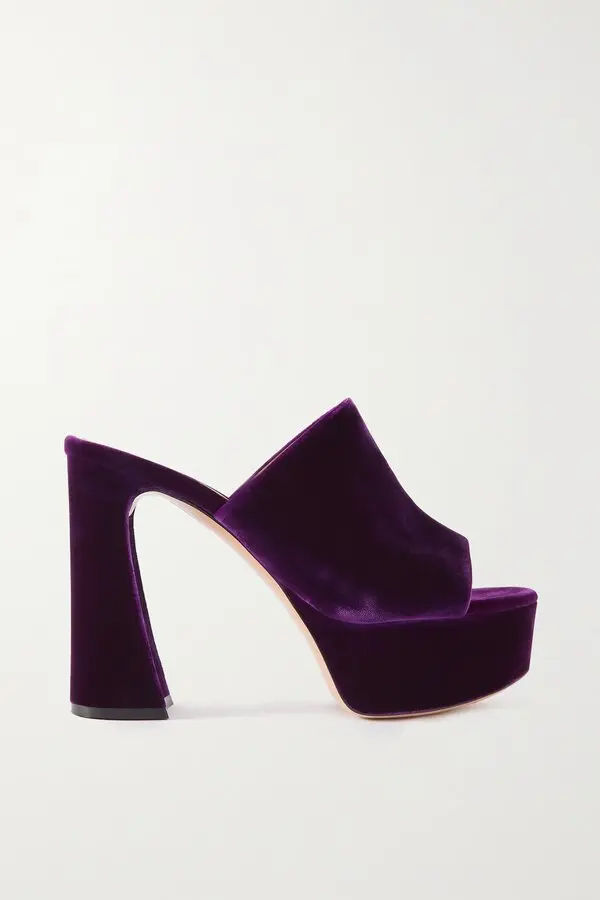 GIANVITO ROSSI Holly 70 Velvet Platform Mules - Purple