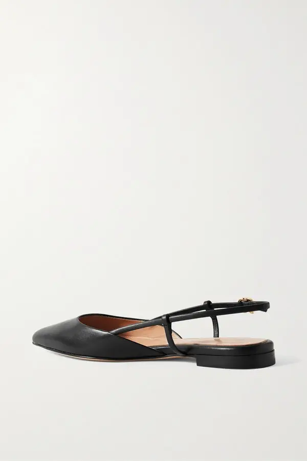 GIANVITO ROSSI Ascent Leather Point-toe Flats - Black