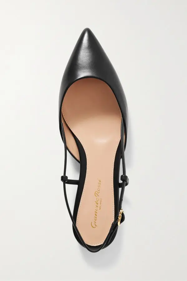 GIANVITO ROSSI Ascent Leather Point-toe Flats - Black
