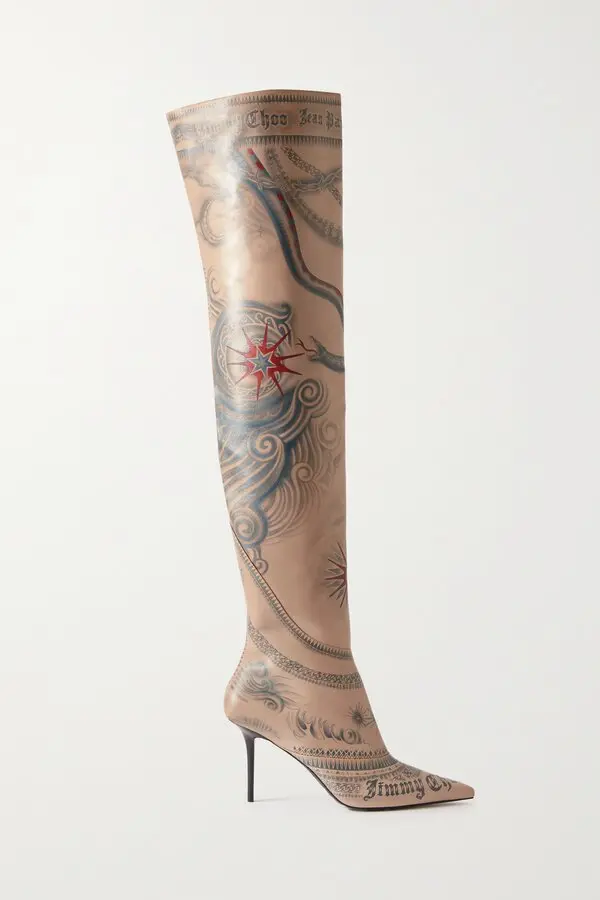 JIMMY CHOO Jean Paul Gaultier 90 Printed Leather Boots