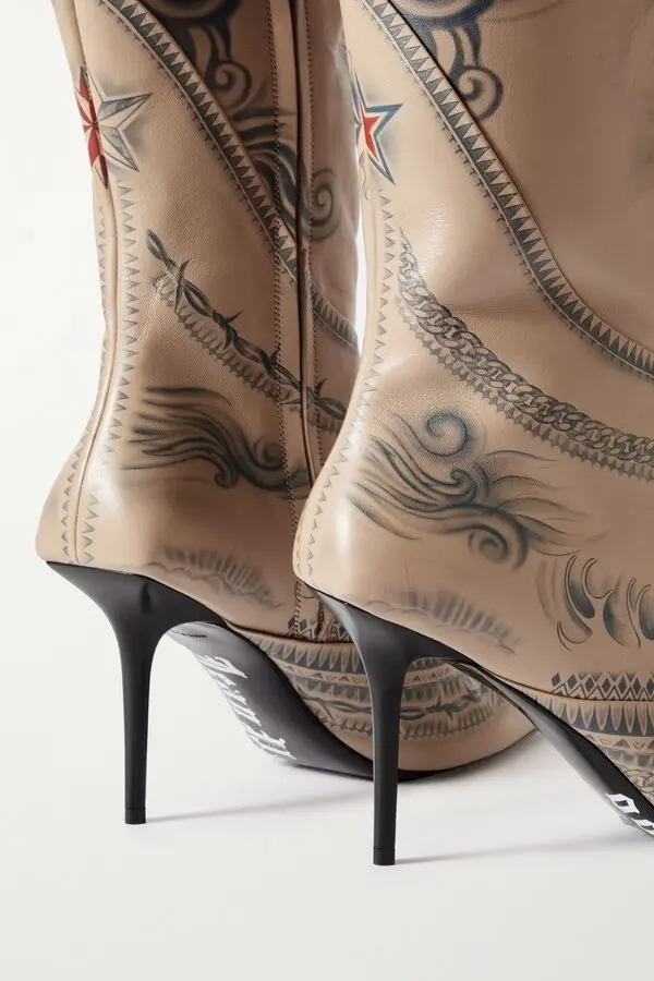 JIMMY CHOO Jean Paul Gaultier 90 Printed Leather Boots