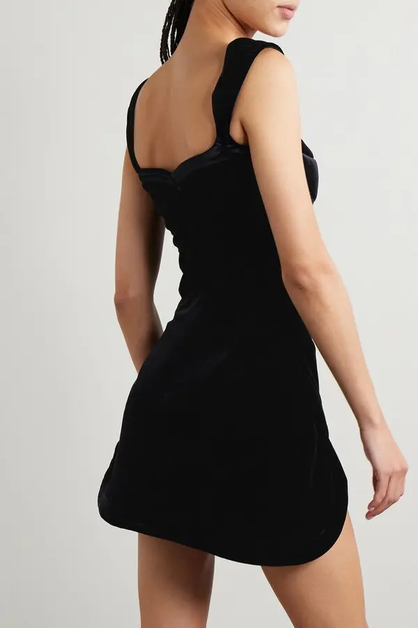mugler velvet mini dress Mugler Velvet strapless mini dress
