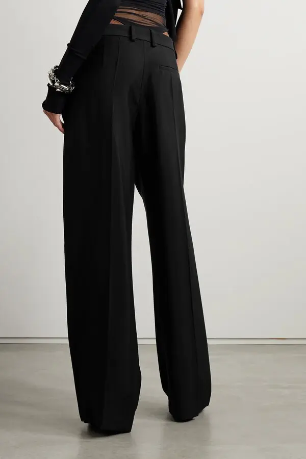 MUGLER Cutout Twill Straight-leg Pants - Black