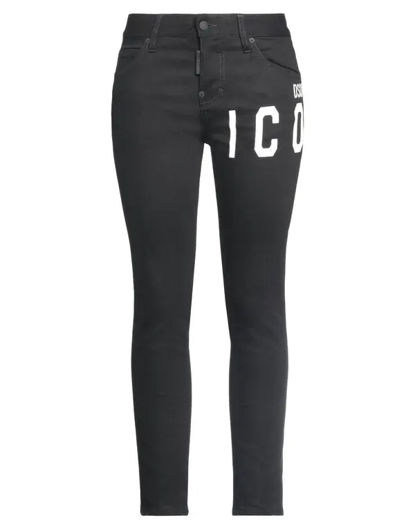 Dsquared2 Cotton Elastane Skinny Jeans With Logo Print - Black