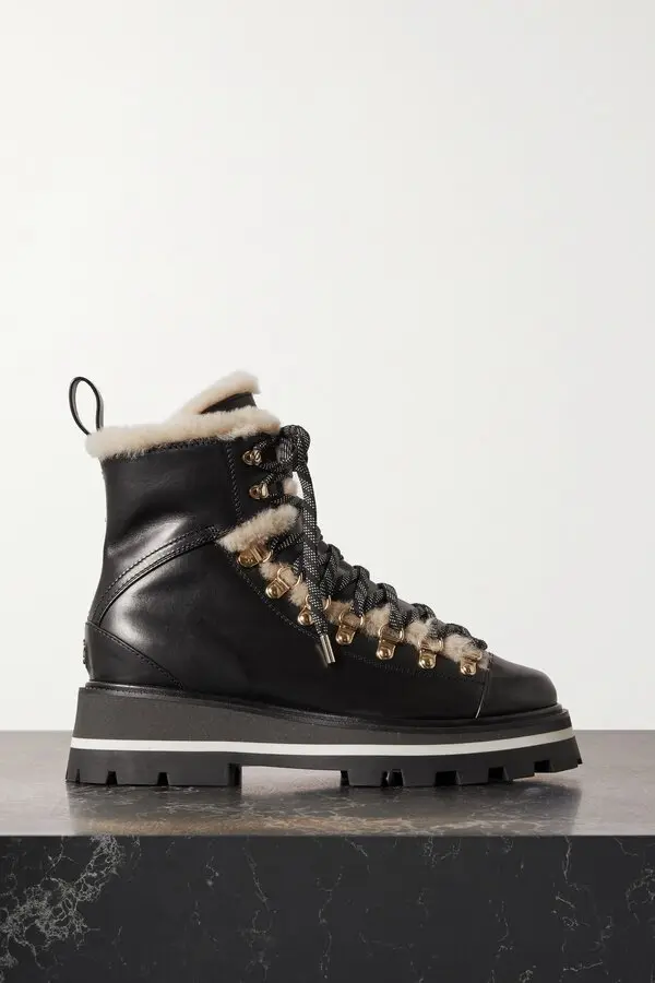 JIMMY CHOO Chike Shearling-trimmed Combat Boots