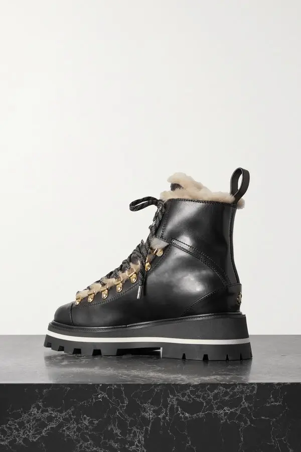 JIMMY CHOO Chike Shearling-trimmed Combat Boots