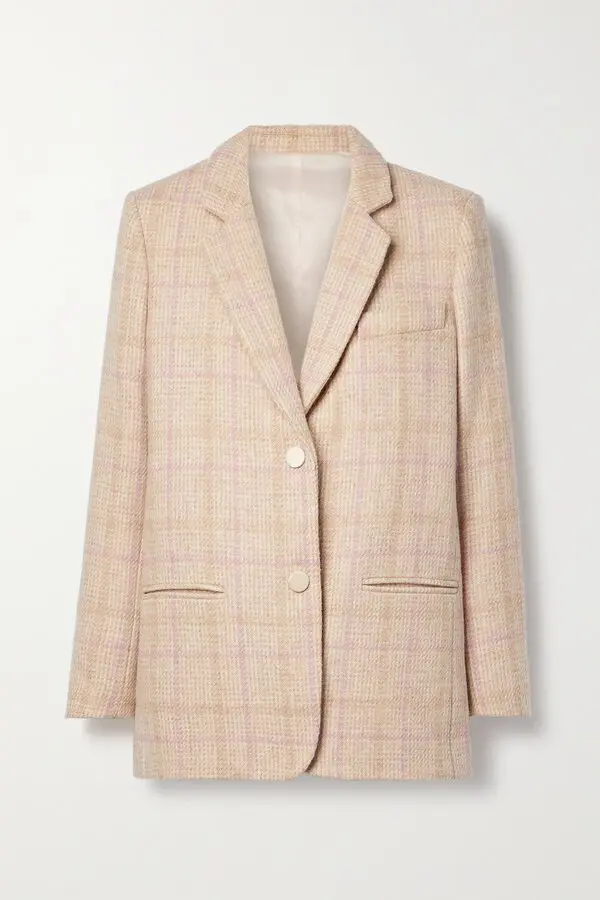 LoveShackFancy Denzel Checked Houndstooth Wool Blazer