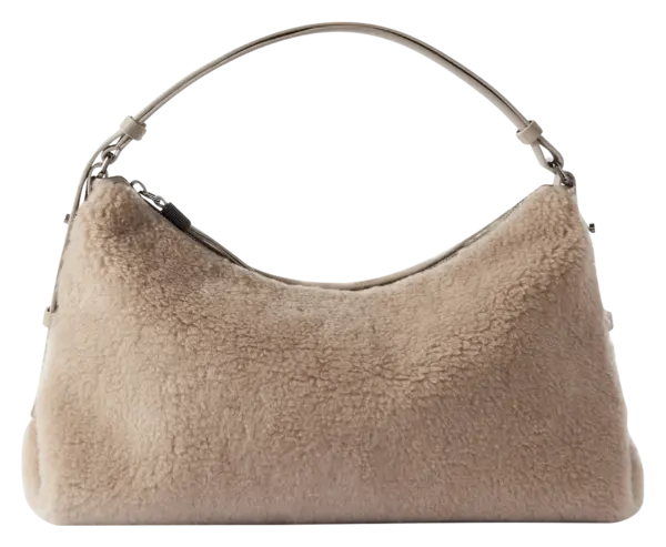 Brunello Cucinelli Large Leather-trimmed Faux Fur Shoulder Bag