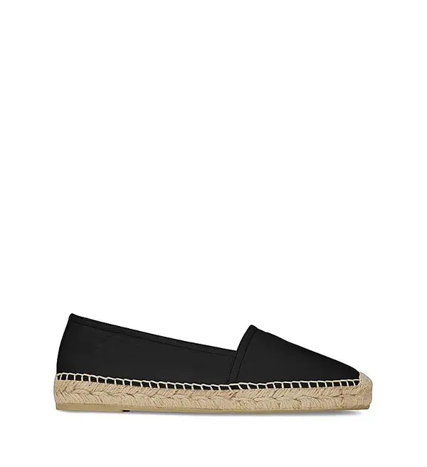 Saint Laurent Monogram Flat Espadrilles In Lambskin - Black