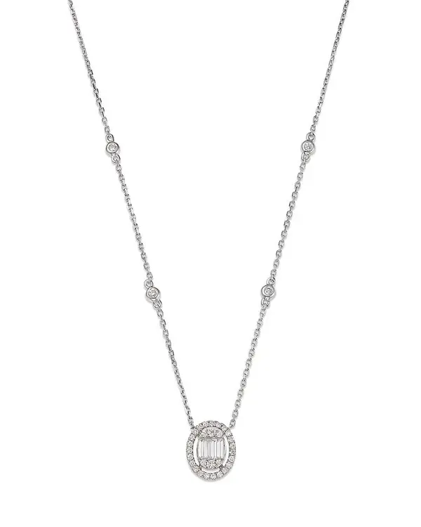 Bloomingdale'S Diamond Halo Pendant Necklace, 0.50 Tcw - White