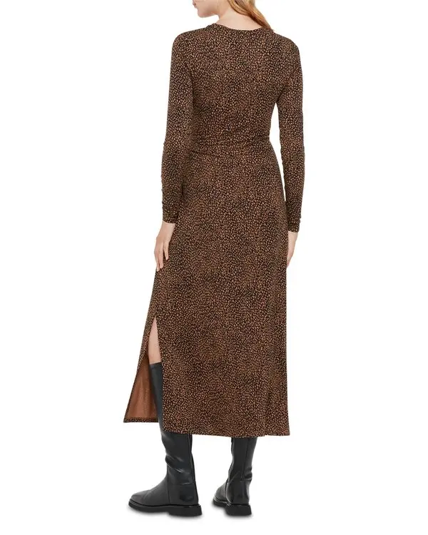 Whistles Coffee Bean Printed Tie Maxi Dress