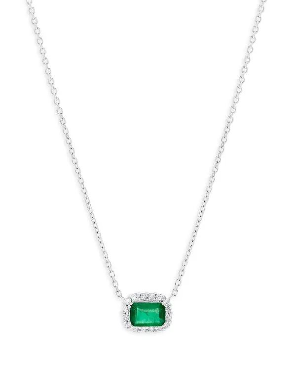 Bloomingdale'S Emerald And Diamond Pendant Necklace - Emerald/white