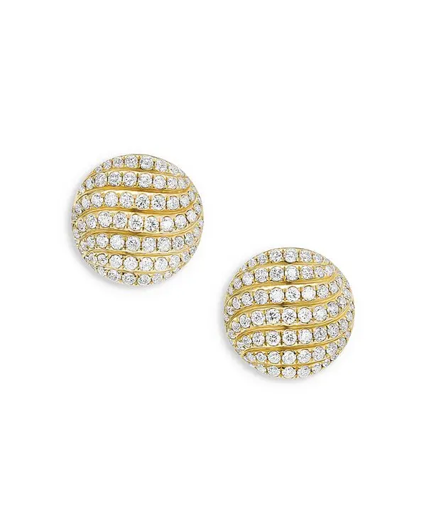 David Yurman 18k Yellow Diamond Stud Earrings - Gold