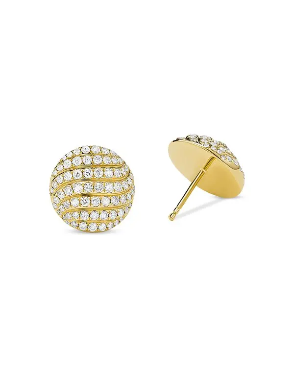David Yurman 18k Yellow Diamond Stud Earrings - Gold