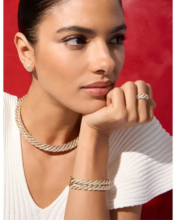 David Yurman 18k Yellow Diamond Stud Earrings - Gold