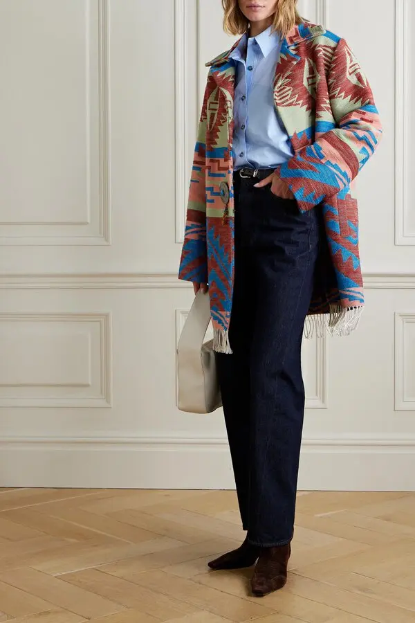 FORTELA Faryn Embellished Cotton Jacquard Jacket With Fringe