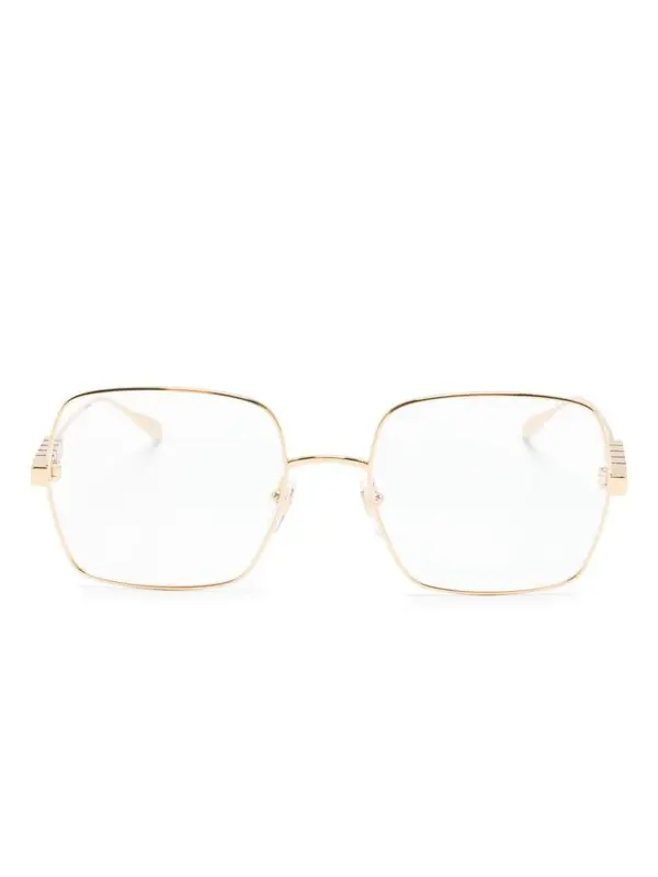 Gucci Logo-lettering Square-frame Glasses - Gold