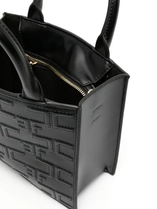 Elisabetta Franchi Monogram Shopper Bag - Black