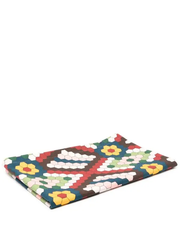 La DoubleJ Honeycomb-print Cotton Table Runner - Red