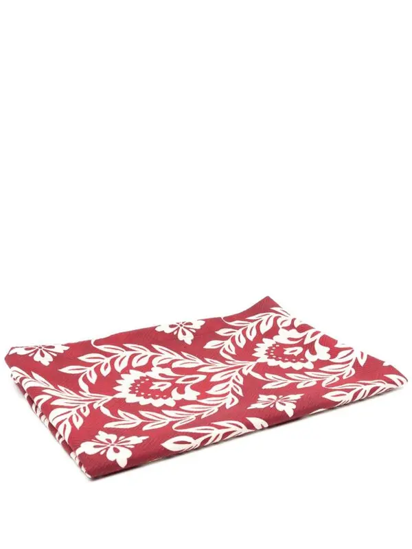 La DoubleJ Floral-print Herringbone Table Runner - Red
