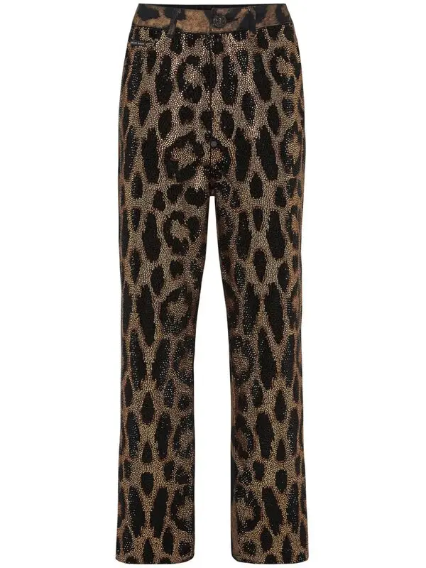 Philipp Plein Crystal-embellished Leopard Jeans