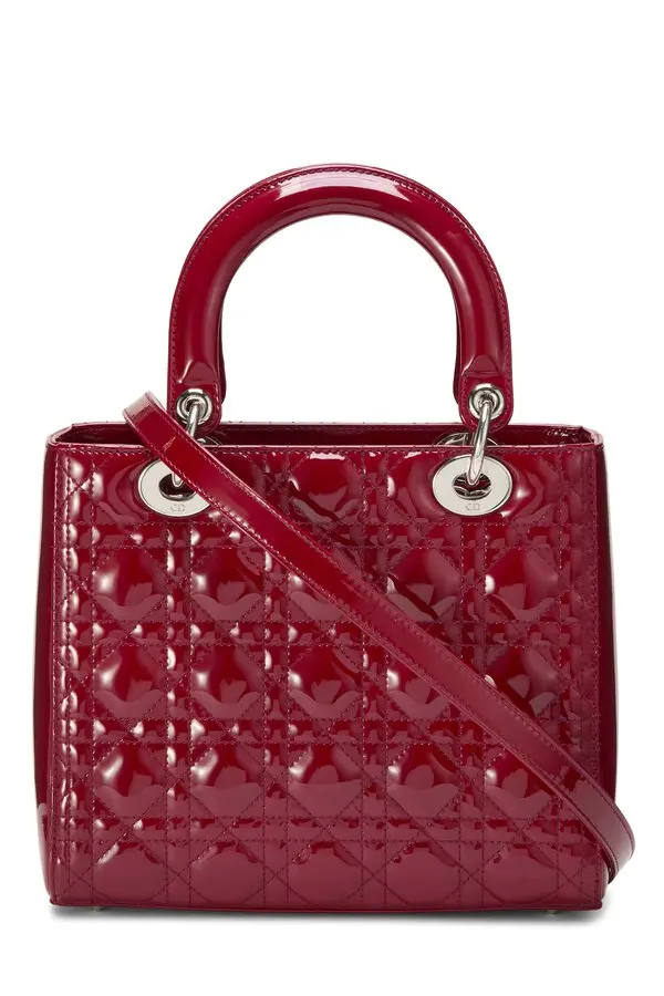 Dior Cannage Patent Leather Lady - Red