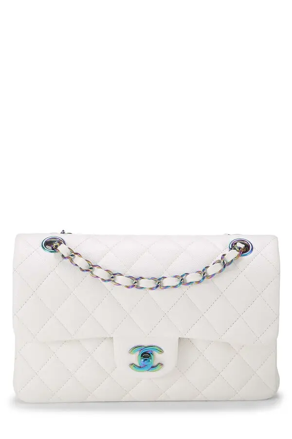 Chanel Quilted Caviar Classic Double Flap Small - White