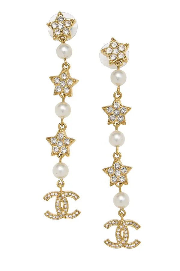 Chanel Star Dangle Earrings - Gold