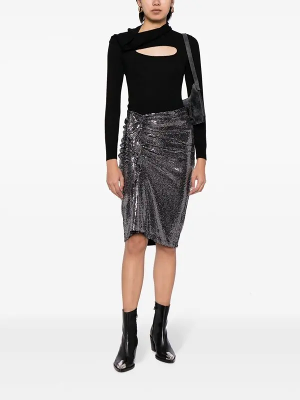 MARANT ETOILE Dolene Rhinestone Miniskirt - Silver