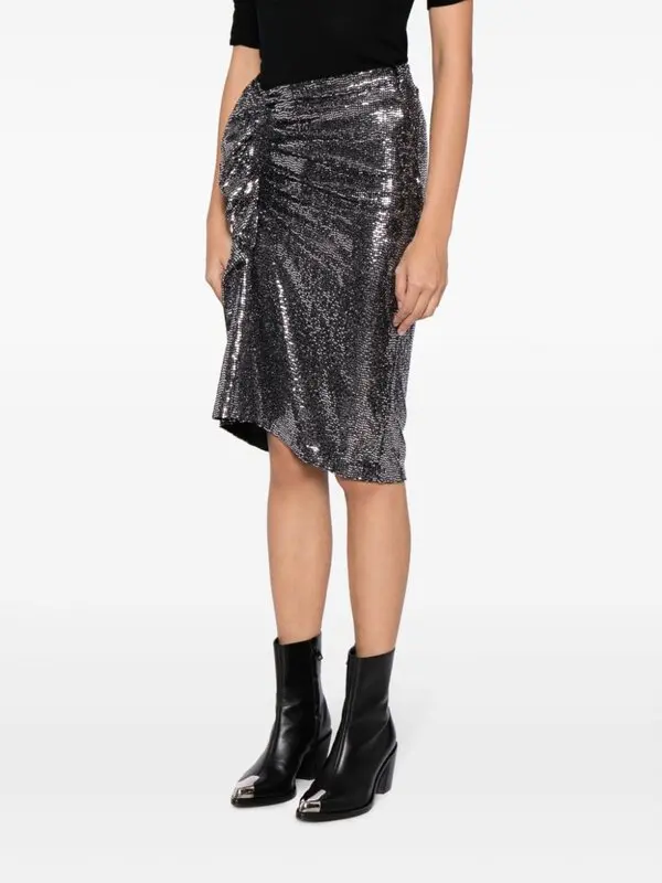 MARANT ETOILE Dolene Rhinestone Miniskirt - Silver