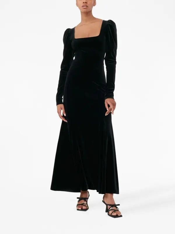 GANNI Square-neck Velvet Maxi Dress