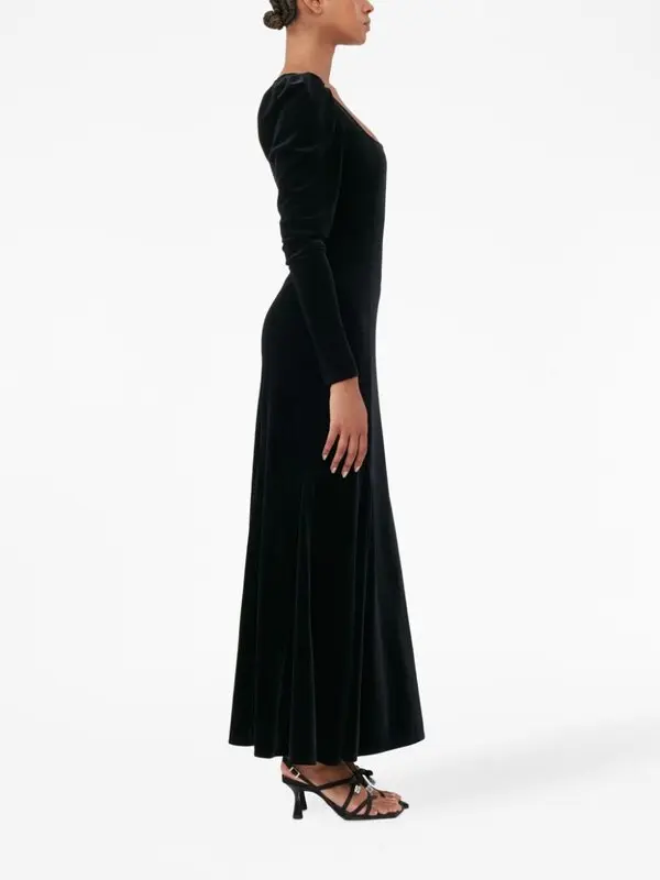 GANNI Square-neck Velvet Maxi Dress