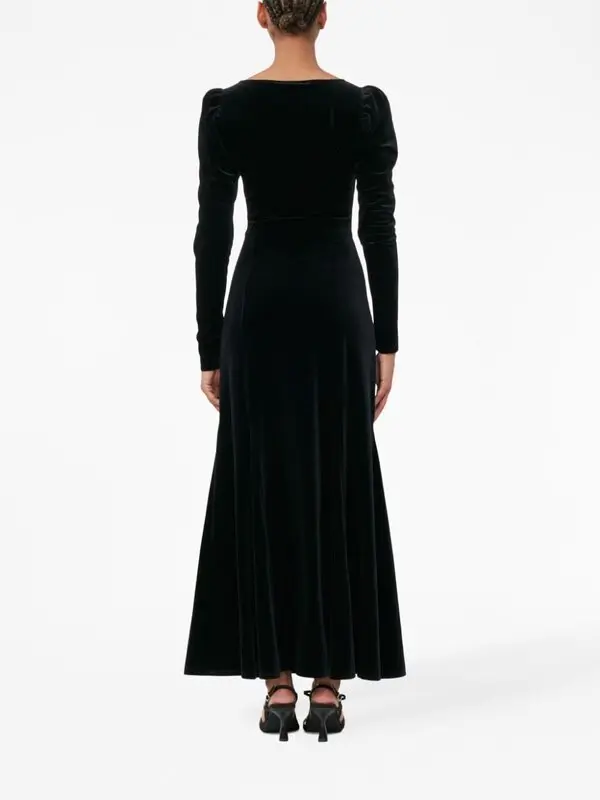 GANNI Square-neck Velvet Maxi Dress