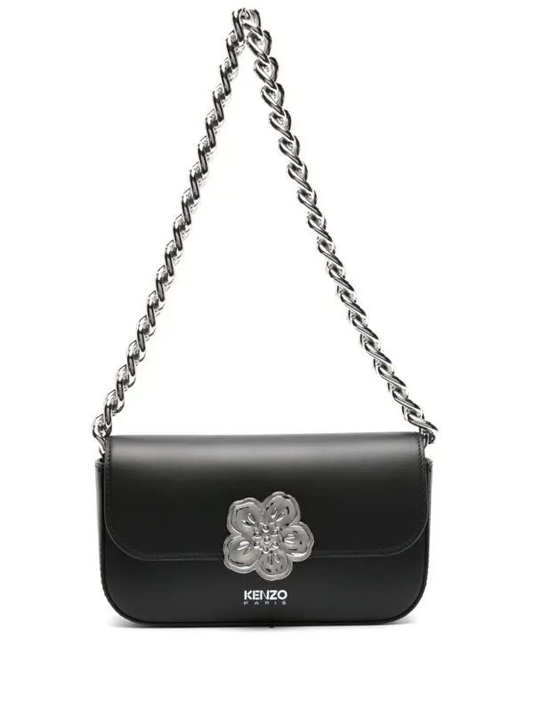 Buy Kenzo Boke Flower-plaque Leather Shoulder Bag - Black At 33