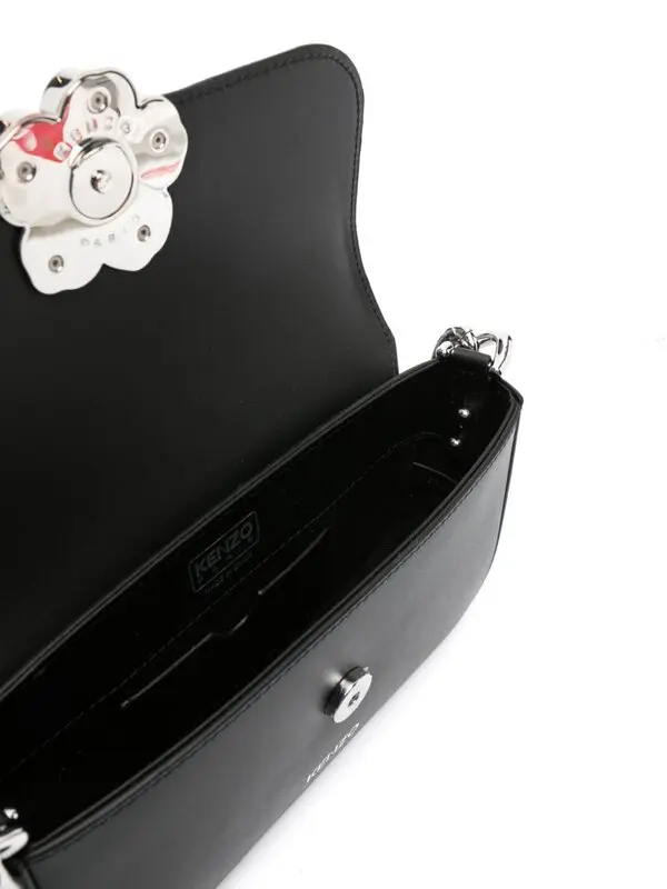 Kenzo Boke Flower-Plaque Leather Shoulder Bag In Black - 30% Off