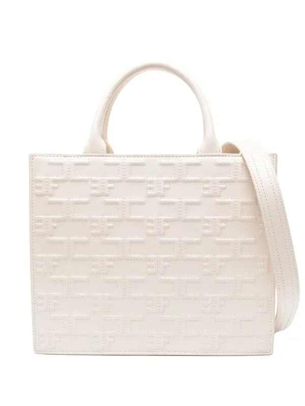 Elisabetta Franchi Monogram Shopper Bag - White