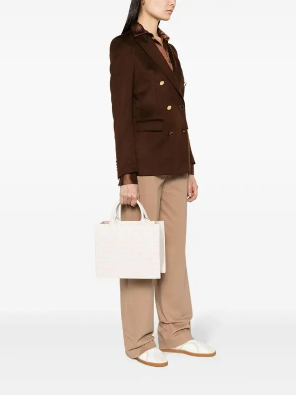 Elisabetta Franchi Monogram Shopper Bag - White