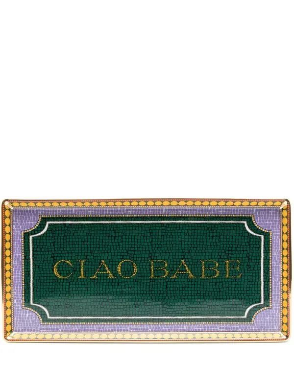 La DoubleJ Ciao Babe Mosaic Porcelain Tray - Green