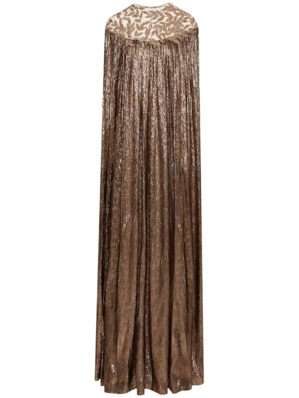 Oscar De La Renta Crystal-embellished Silk Dress - Gold
