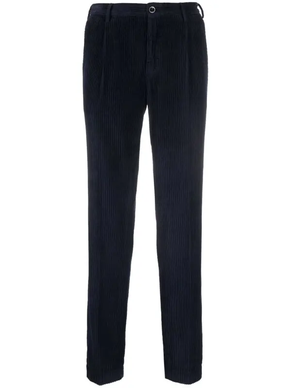 Incotex Navy Cotton Blend Corduroy Trousers
