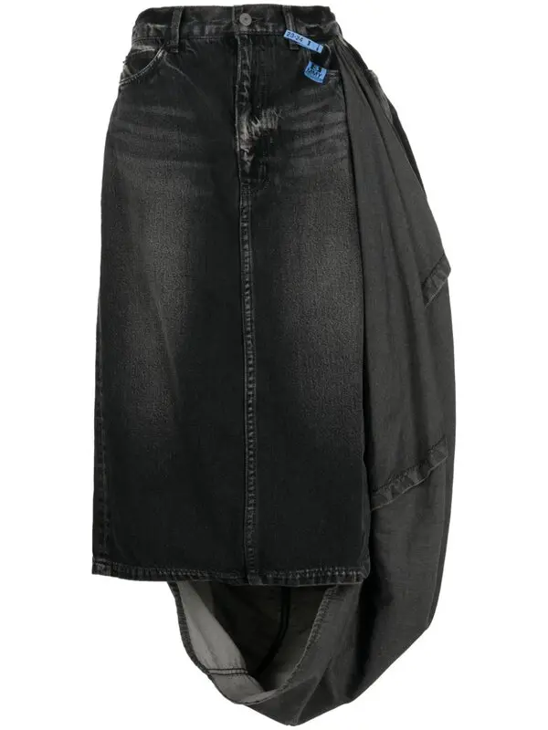 Mihara Yasuhiro Circle Washed Denim Skirt