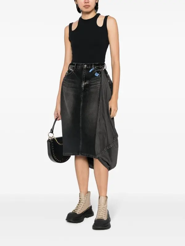 Mihara Yasuhiro Circle Washed Denim Skirt